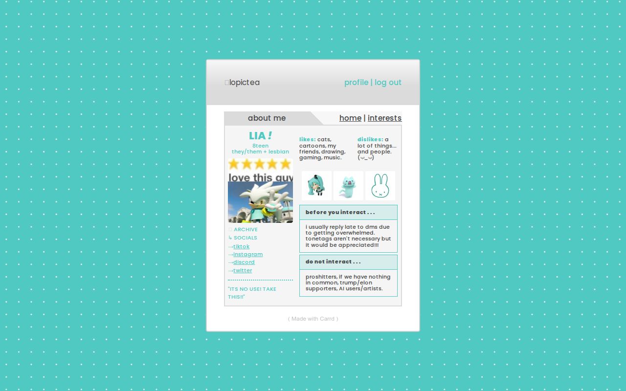 lia's carrd . *. ⋆